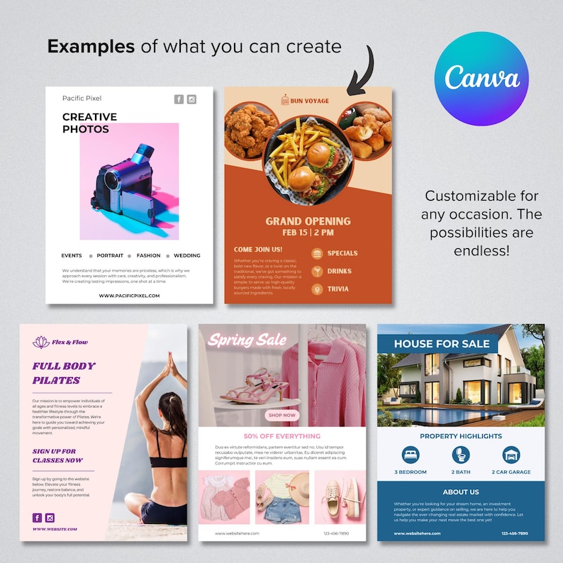 Editable Business Flyers Canva Digital Template, Custom Digital Flyers ...
