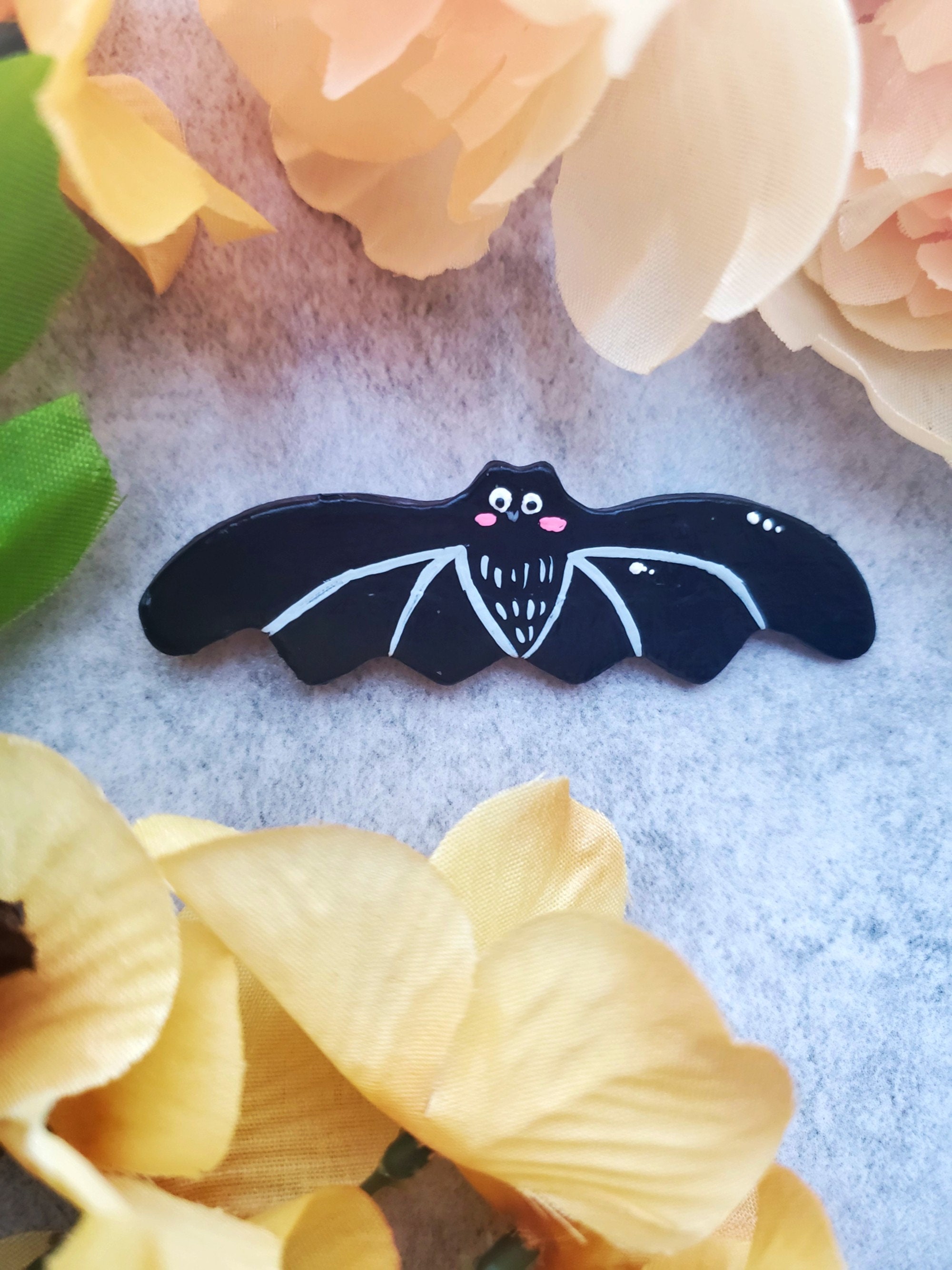 Bat Pin Clay Pin Fall Pin Hand Painted Pin Brooch Cute - Etsy