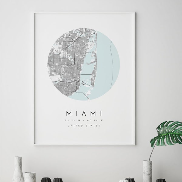 Miami Map Print - Etsy
