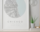 Map of Chicago City Map Chicago Map Minimalist Map Chicago - Etsy
