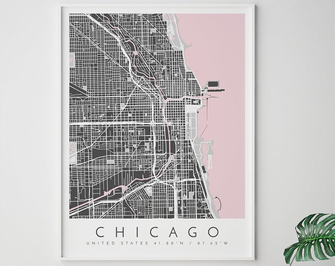 Map of Chicago City Map Chicago Map Minimalist Map Chicago - Etsy