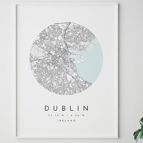 DUBLIN CITY MAP Fine Art Map Poster Modern Dublin Ireland - Etsy Canada