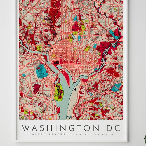 Personalized Washington DC City Map Art Print Custom Run - Etsy