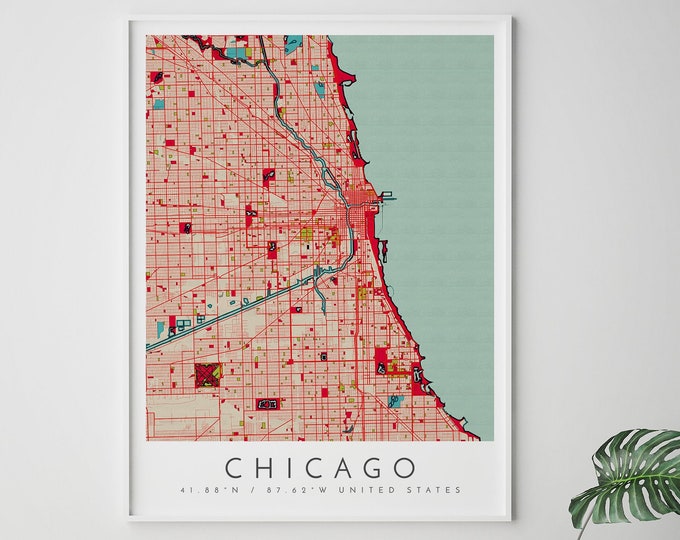 Map of Chicago City Map Chicago Map Minimalist Map Chicago - Etsy