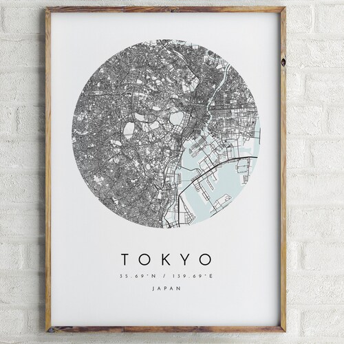 Digital Prints Prints Art & Collectibles Minimalist map print of Tokyo ...