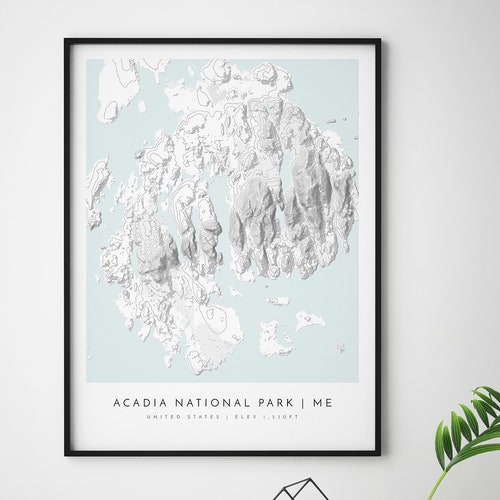 Acadia National Park Maine Topographic Print Contour Map - Etsy