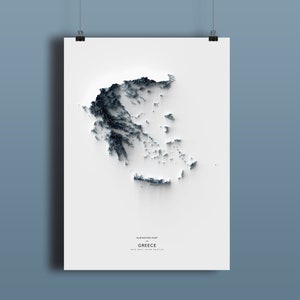 Greece Map, Elevation Map Print, Map Artwork, Greece Landscape, Geology ...