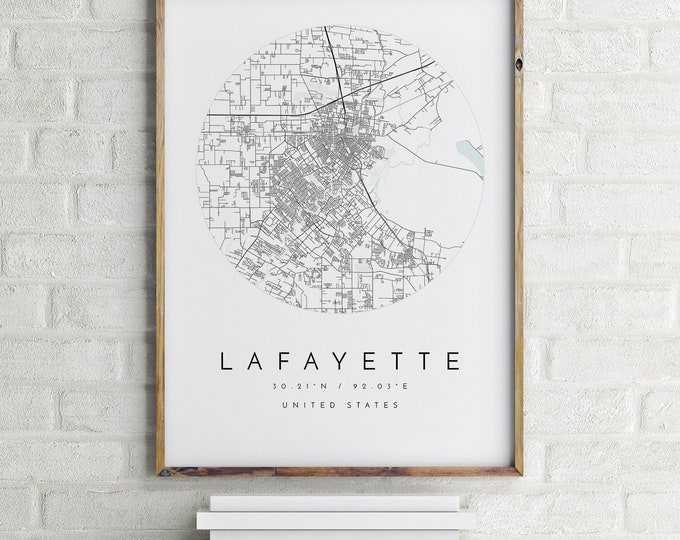 Lafayette Map Lafayette Indiana City Map Home Town Map | Etsy
