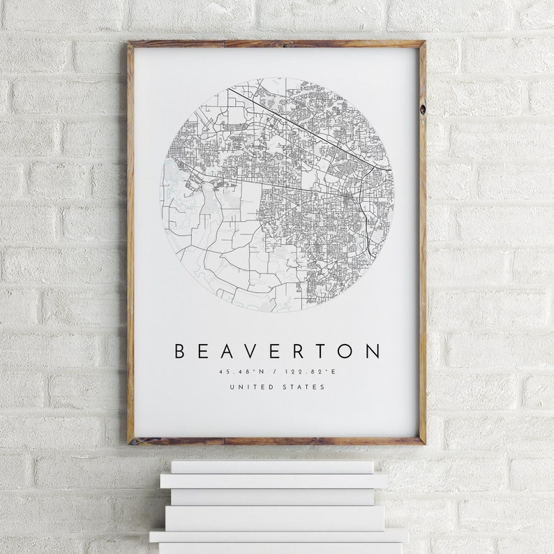 Beaverton Map Beaverton Oregon City Map Home Town Map | Etsy