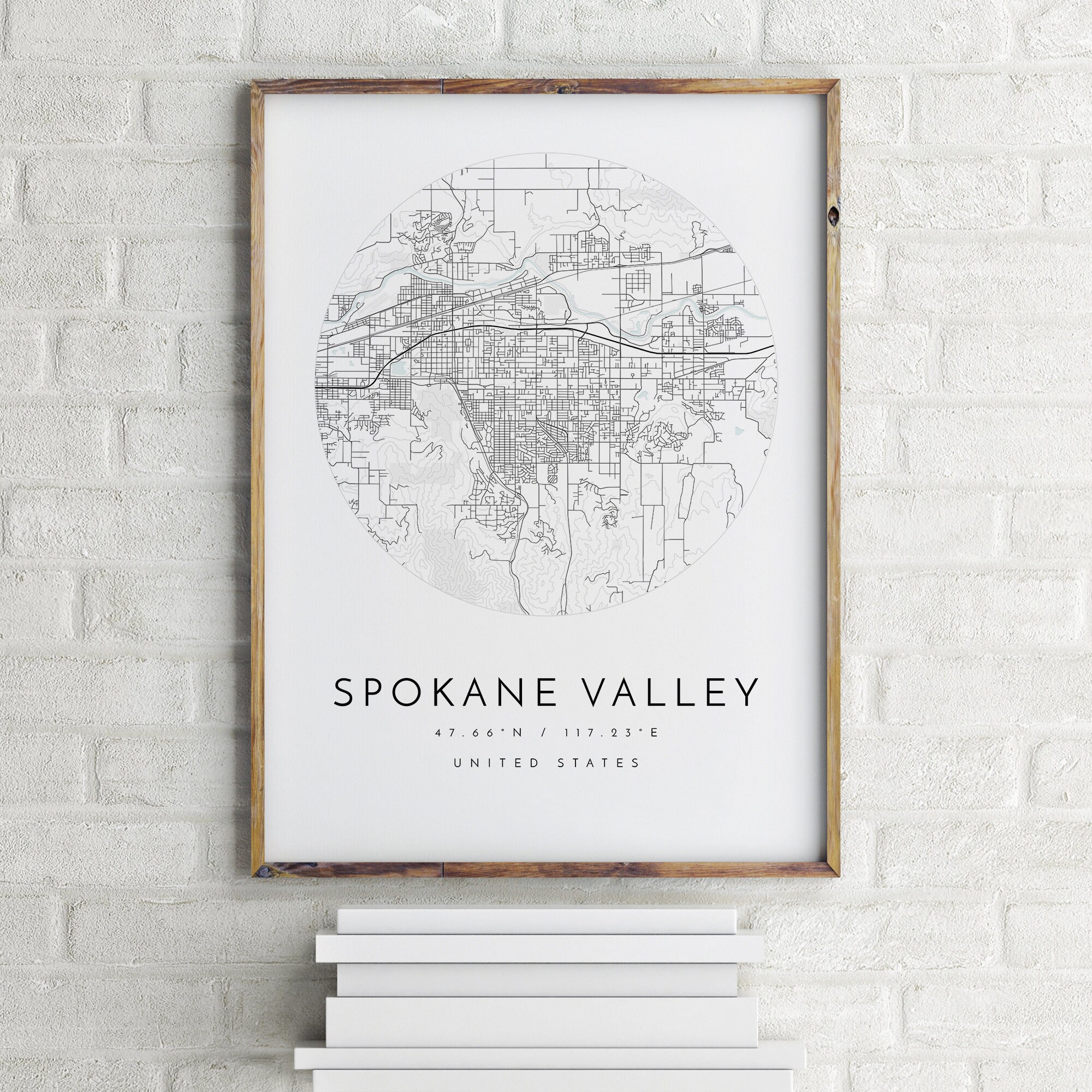 Spokane Valley Map Spokane Valley Washington City Map Home | Etsy