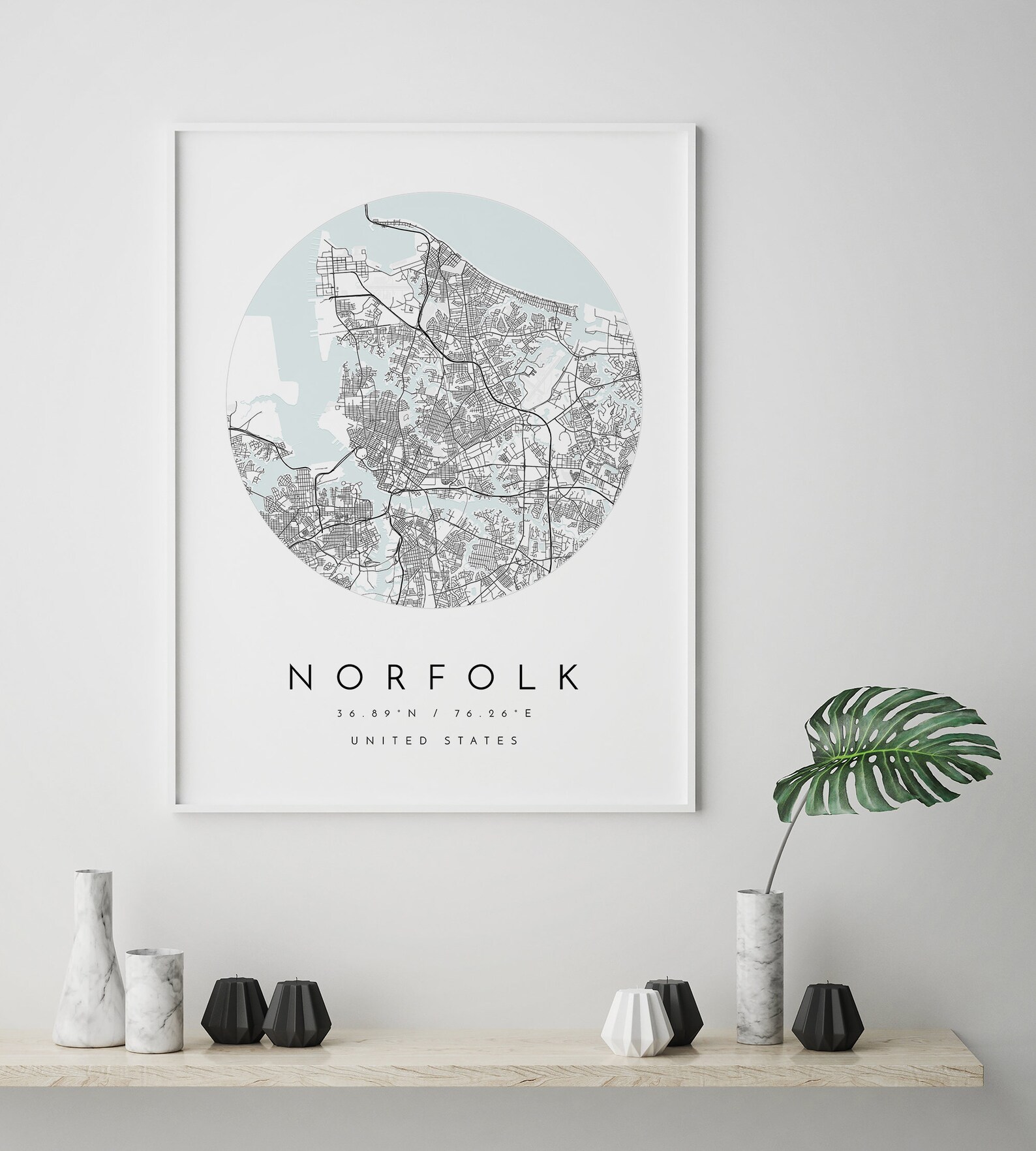 Norfolk Map Norfolk Virginia City Map Home Town Map - Etsy