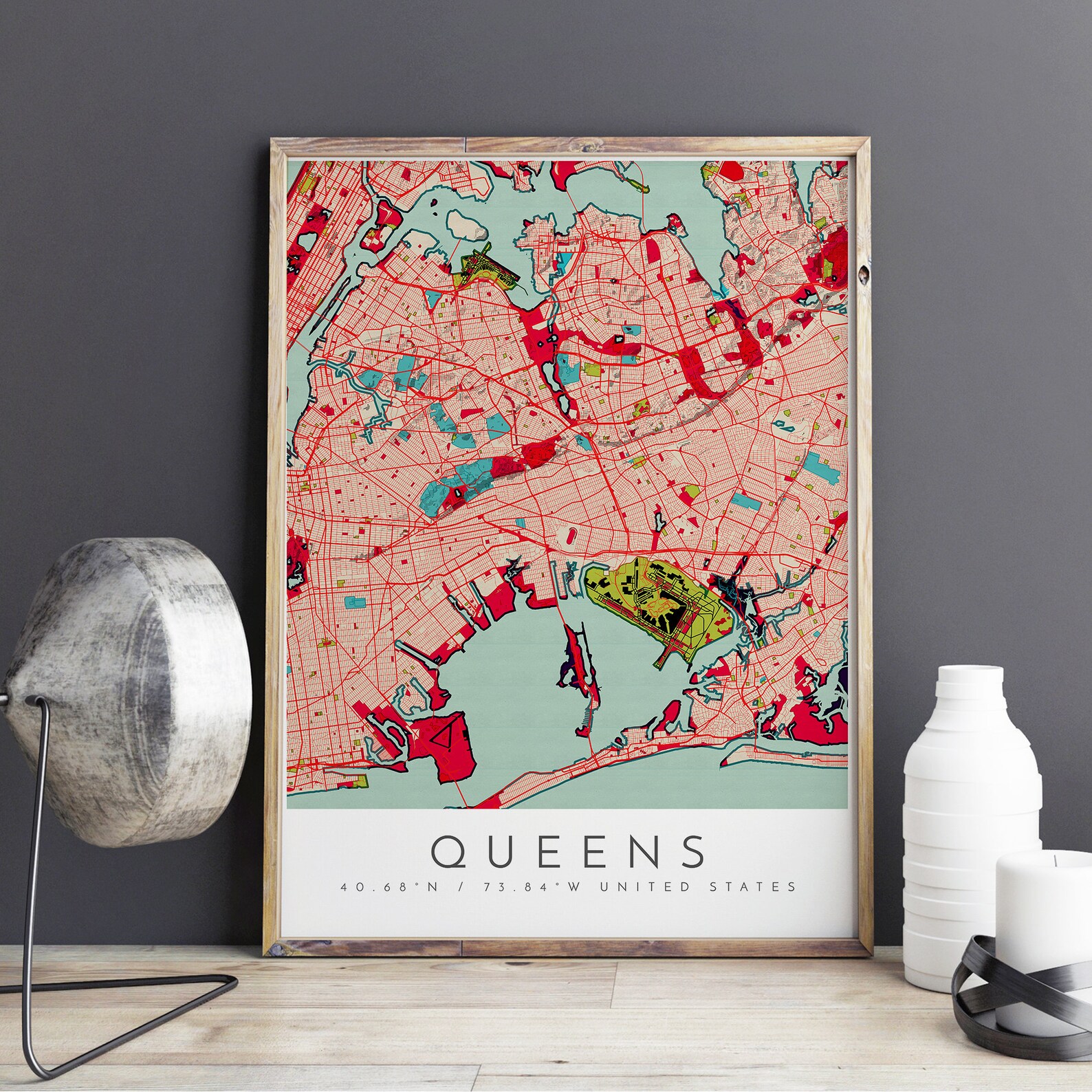 City Map Queens Queens Print Queens Map Queens Poster | Etsy