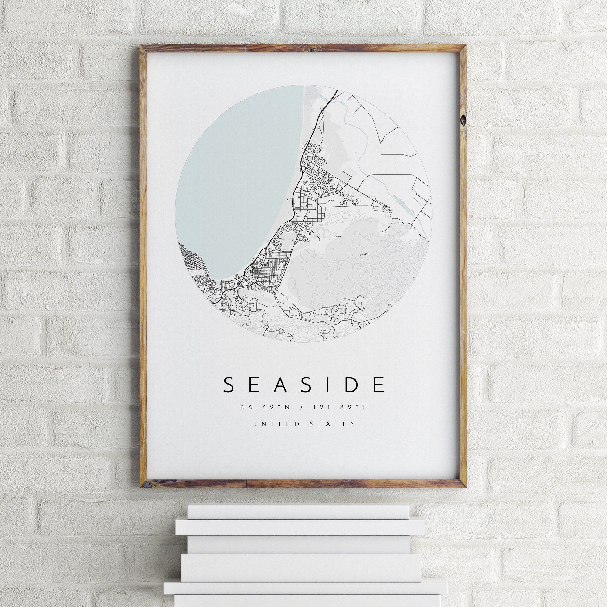Seaside Map Seaside California City Map Home Town Map - Etsy