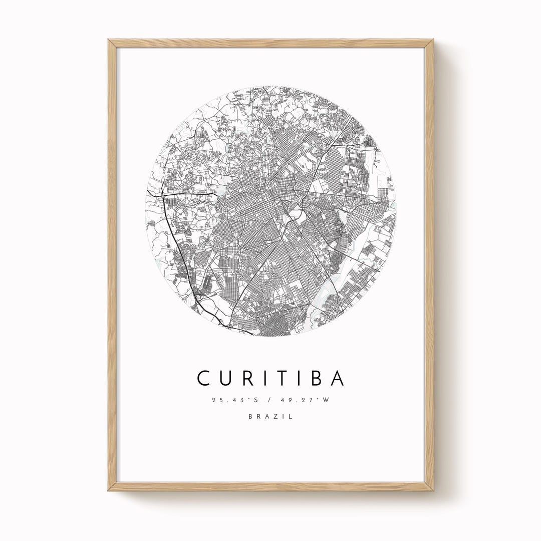 Curitiba City Map Print: Minimalist Blue Grey Wall Art - Etsy