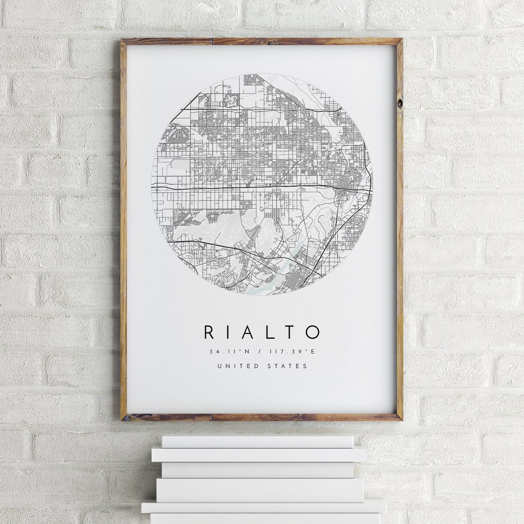Rialto Map, Rialto, California, City Map, Home Town Map, Rialto Print ...