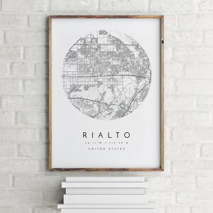 Rialto Map, Rialto, California, City Map, Home Town Map, Rialto Print ...