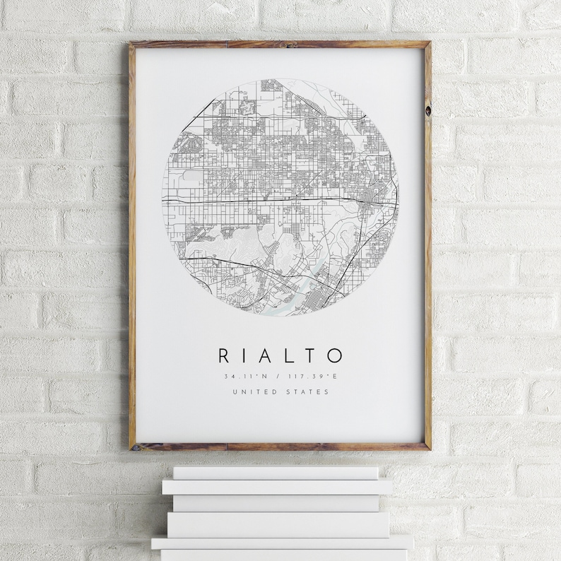 Rialto Map Rialto California City Map Home Town Map - Etsy