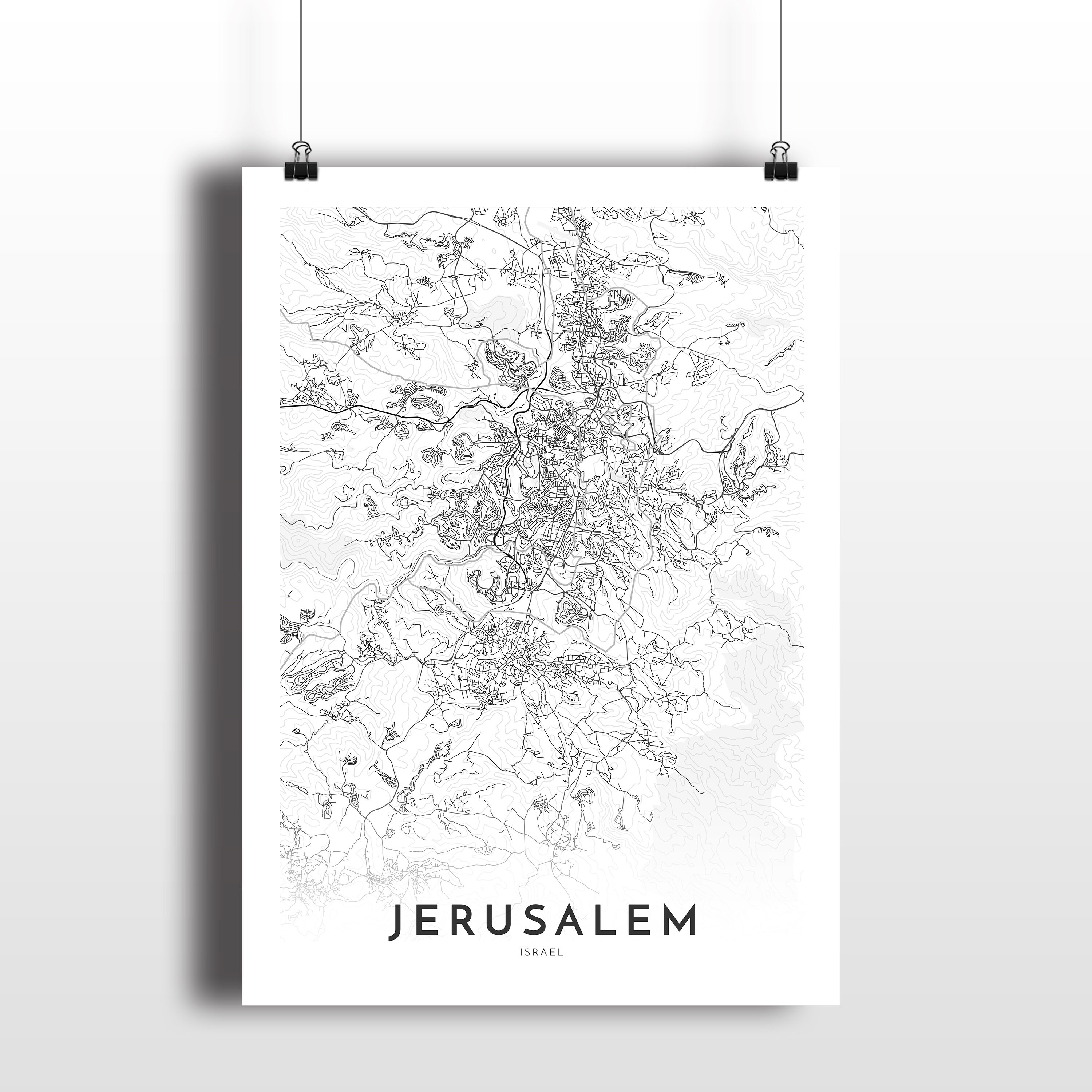Jerusalem Map Jerusalem Israel City Map Print Map Poster | Etsy