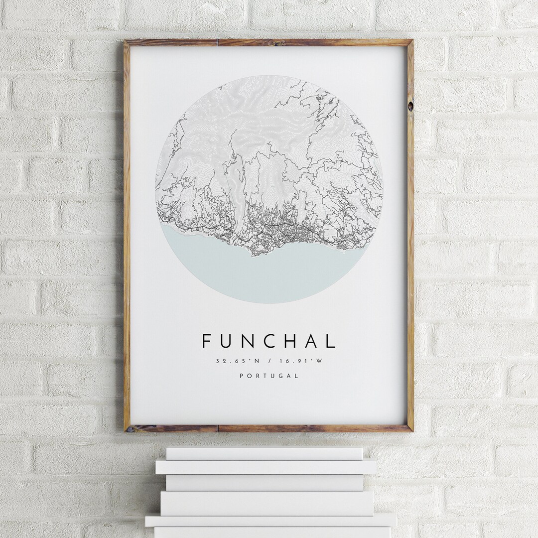 Funchal Map, Funchal, Portugal, City Map, Home Town Map, Funchal Print ...