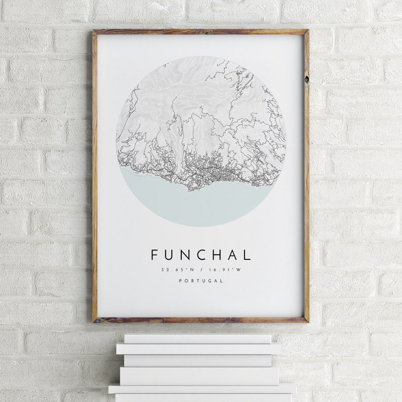 Funchal Map, Funchal, Portugal, City Map, Home Town Map, Funchal Print ...