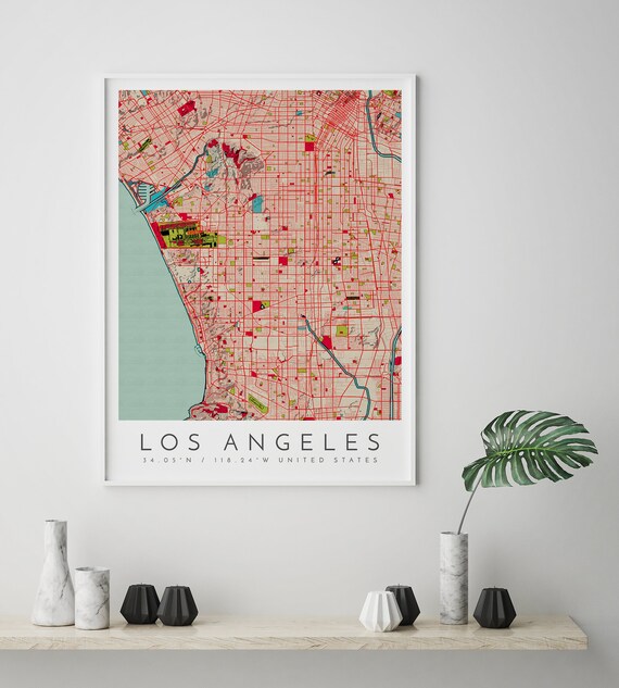 City Map Los Angeles Los Angeles Print Los Angeles Map Los | Etsy