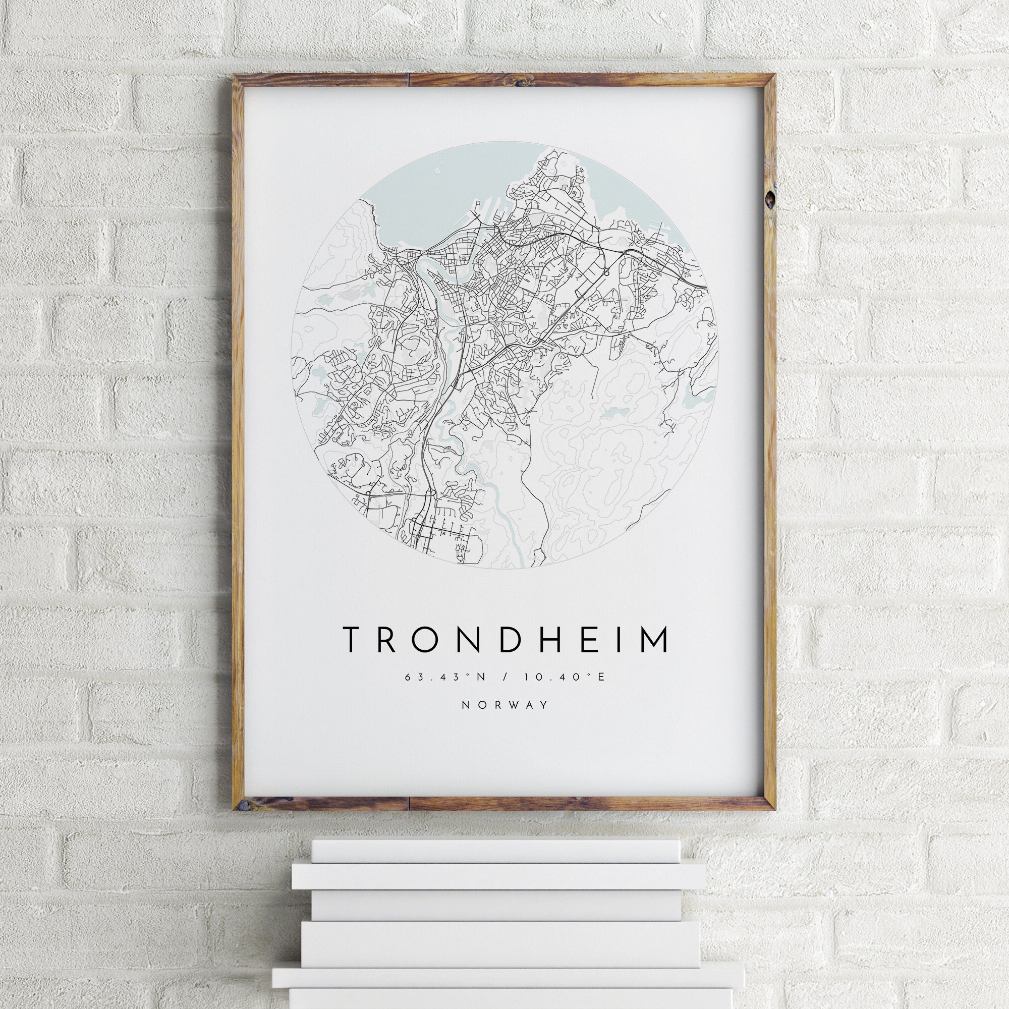 Trondheim Map Trondheim Norway City Map Home Town Map - Etsy