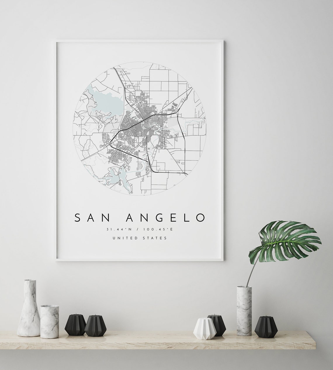 San Angelo Map San Angelo Texas City Map Home Town Map | Etsy UK
