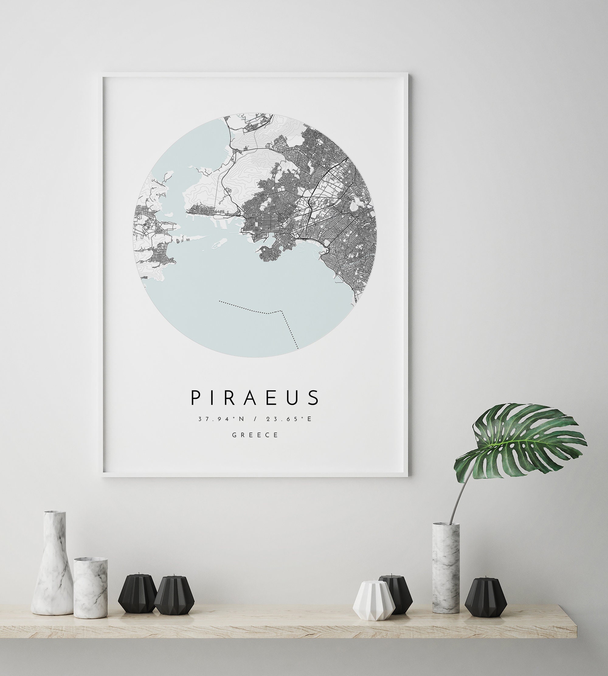Piraeus Map Piraeus Greece City Map Home Town Map Piraeus | Etsy