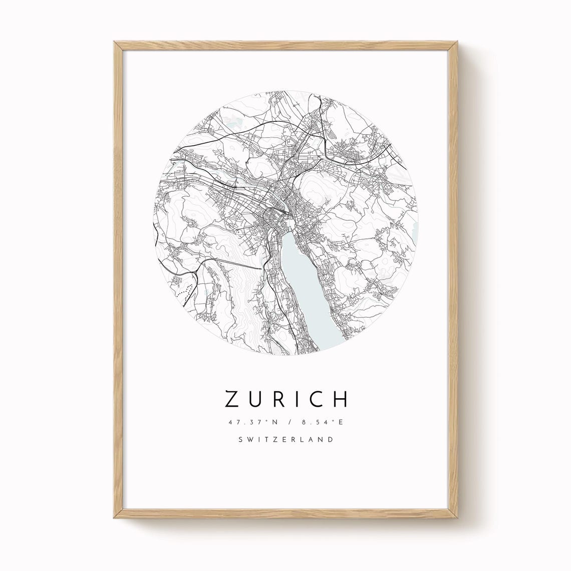 Zurich Map, Zurich, Switzerland, City Map, Home Town Map, Zurich Print ...