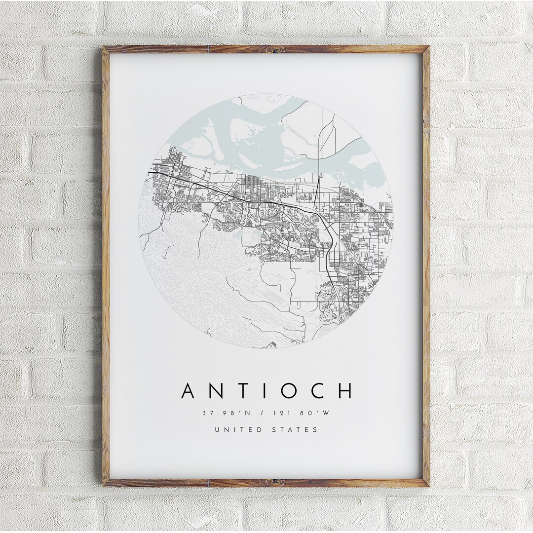 Antioch Map, Minimalist Map, Antioch Print, Antioch Poster, Antioch Art, Circle Map Print, Map ...