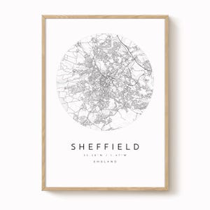 Sheffield Map, Sheffield, England, City Map, Home Town Map, Sheffield ...