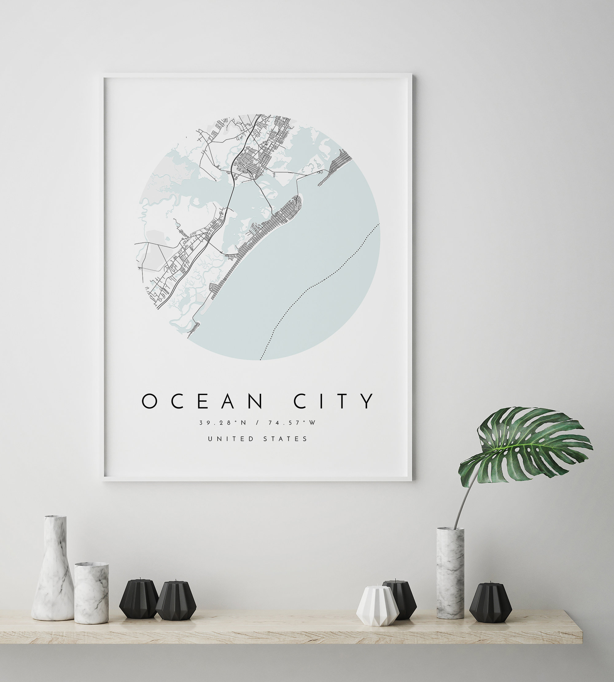Ocean City Map New Jersey Ocean City Poster Ocean City Map - Etsy