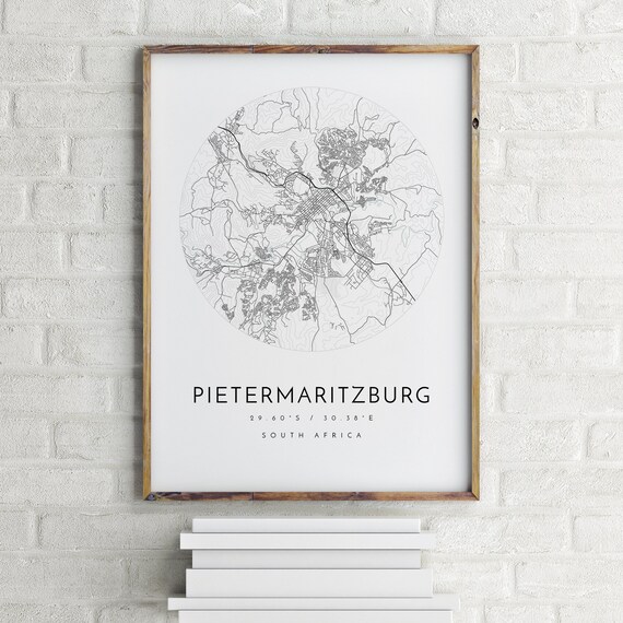 Pietermaritzburg Map Pietermaritzburg South Africa City - Etsy