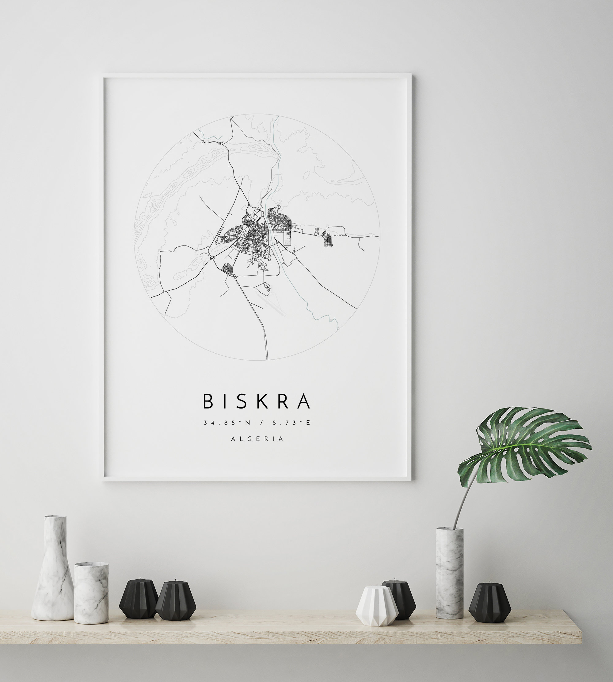 Biskra Map Biskra Algeria City Map Home Town Map Biskra - Etsy