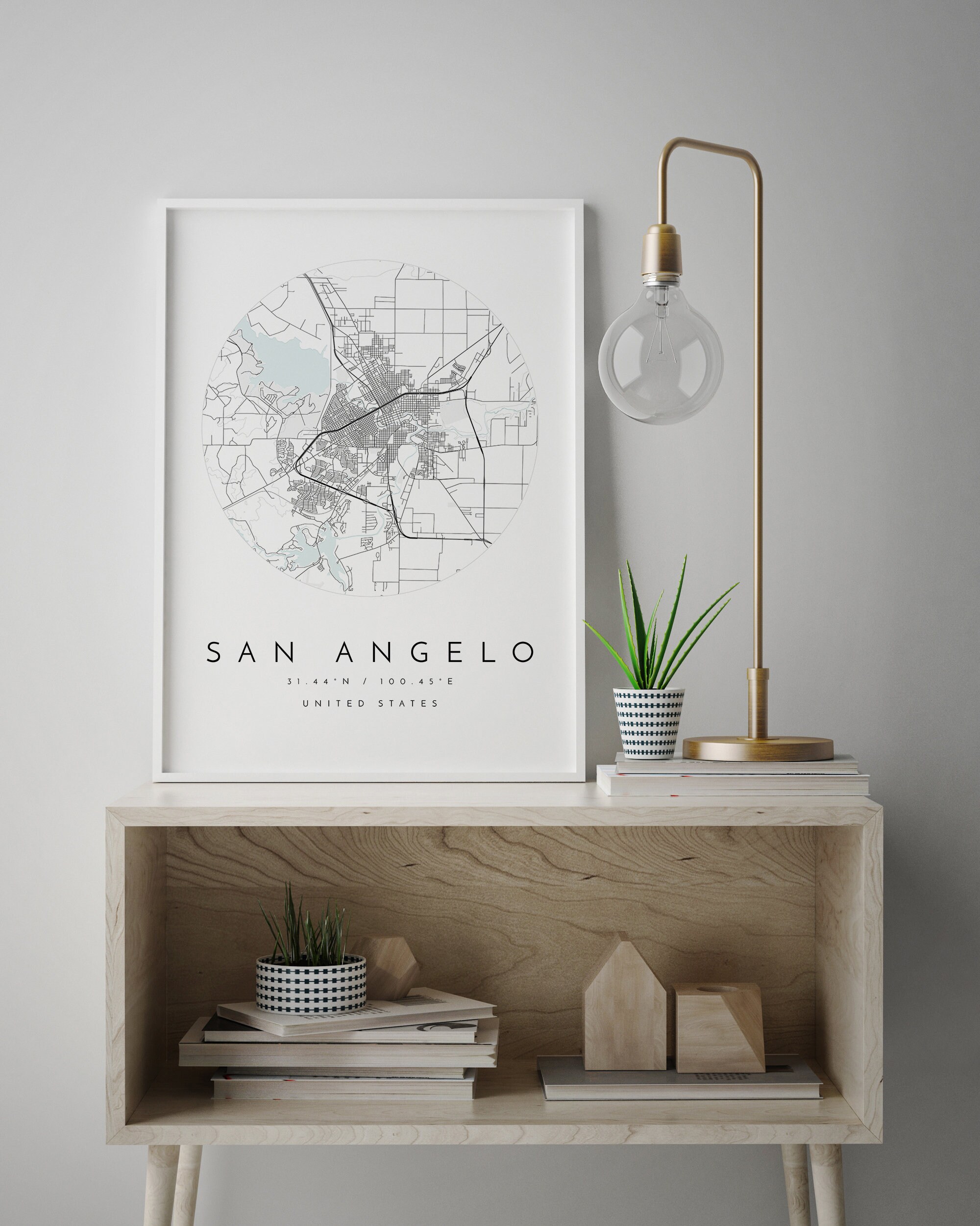 San Angelo Map San Angelo Texas City Map Home Town Map - Etsy