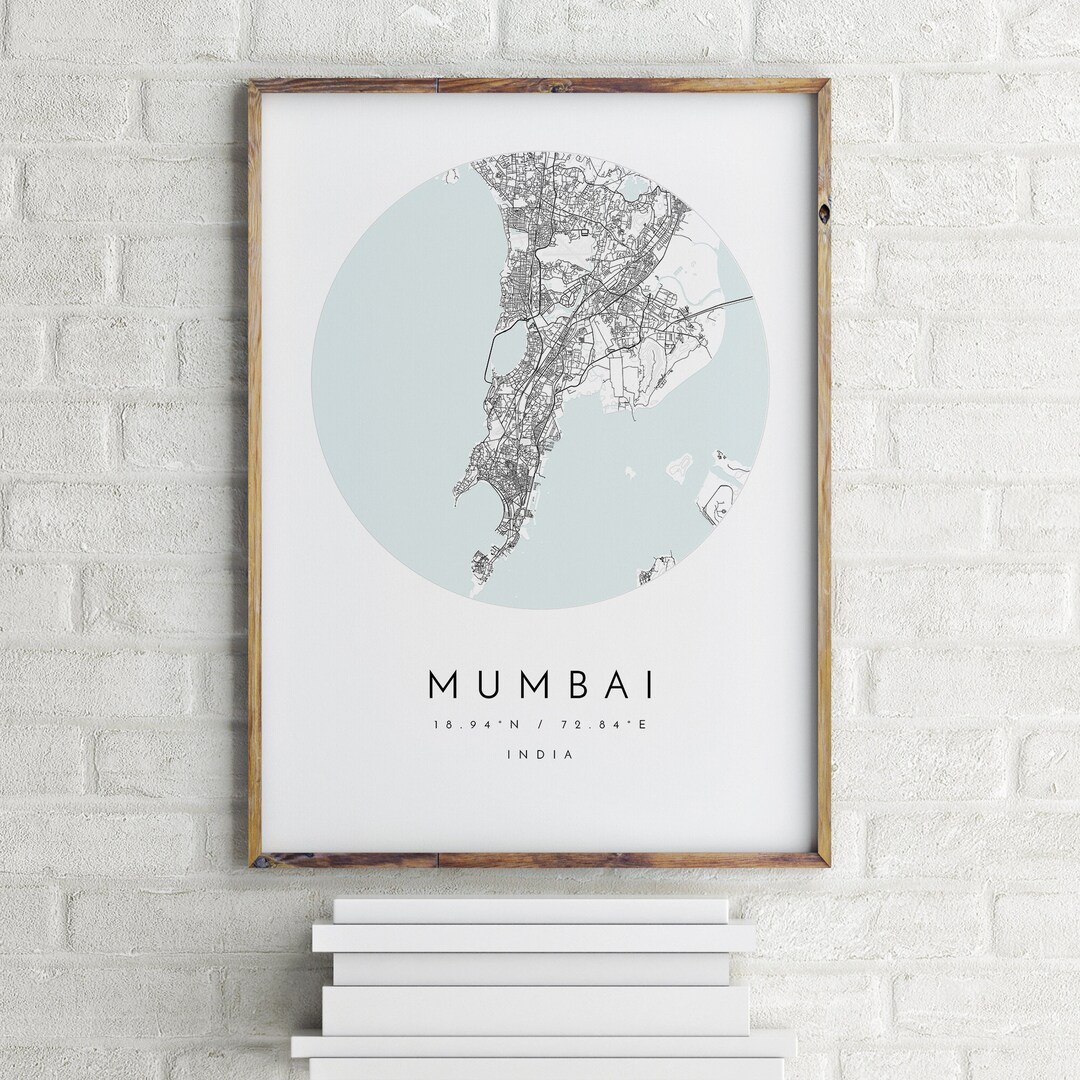 Mumbai Map, Mumbai, India, City Map, Home Town Map, Mumbai Print, Wall ...