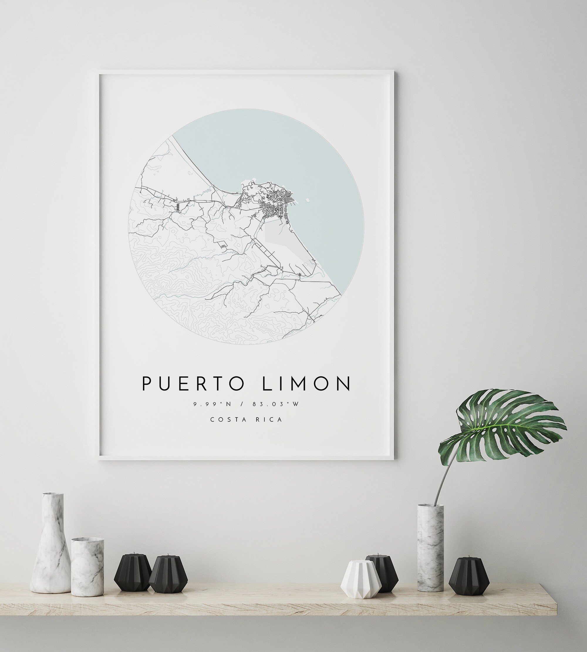Puerto Limon Map Puerto Limon Costa Rica City Map Home | Etsy