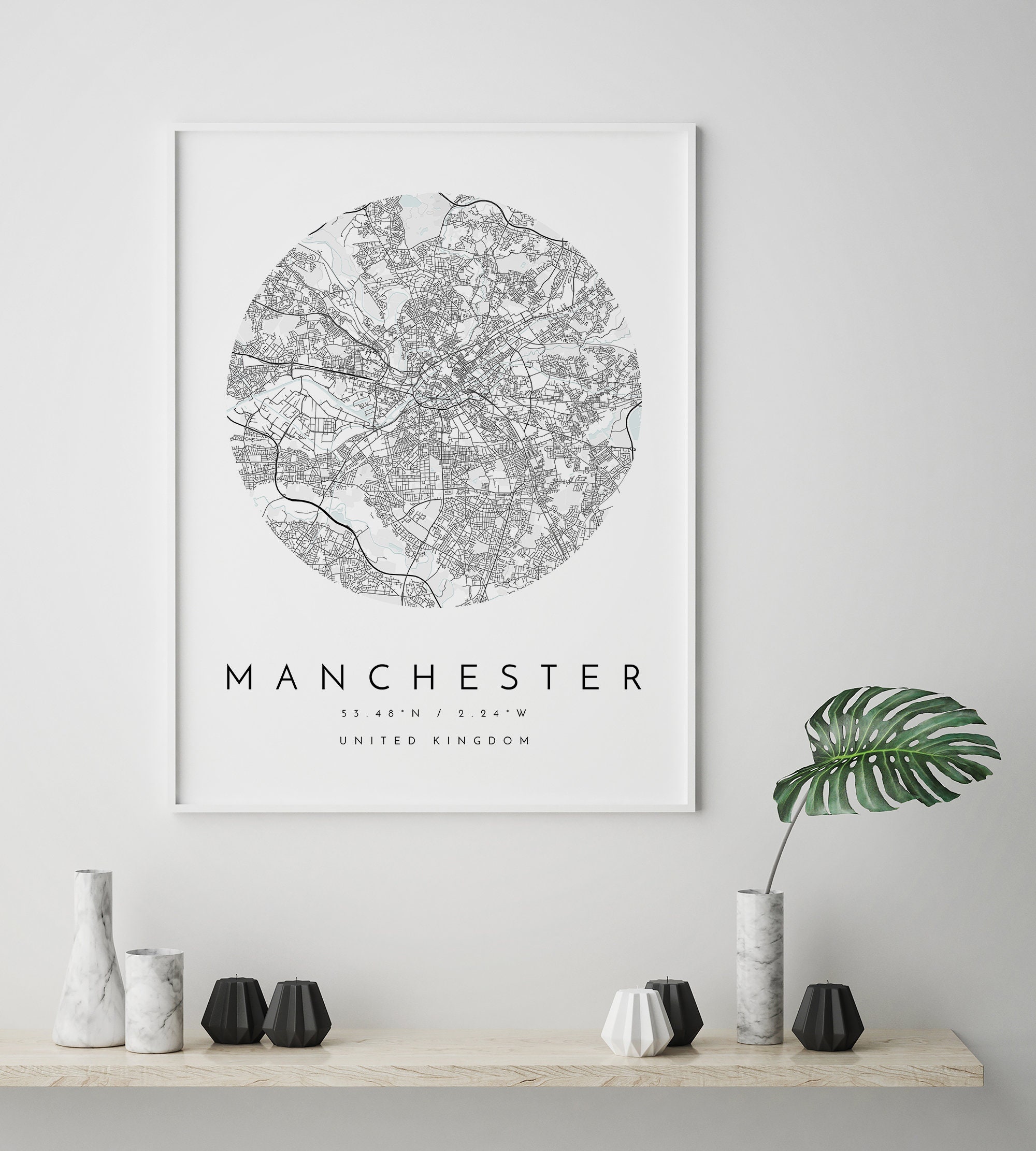 Manchester City Map Manchester Print Manchester city print | Etsy