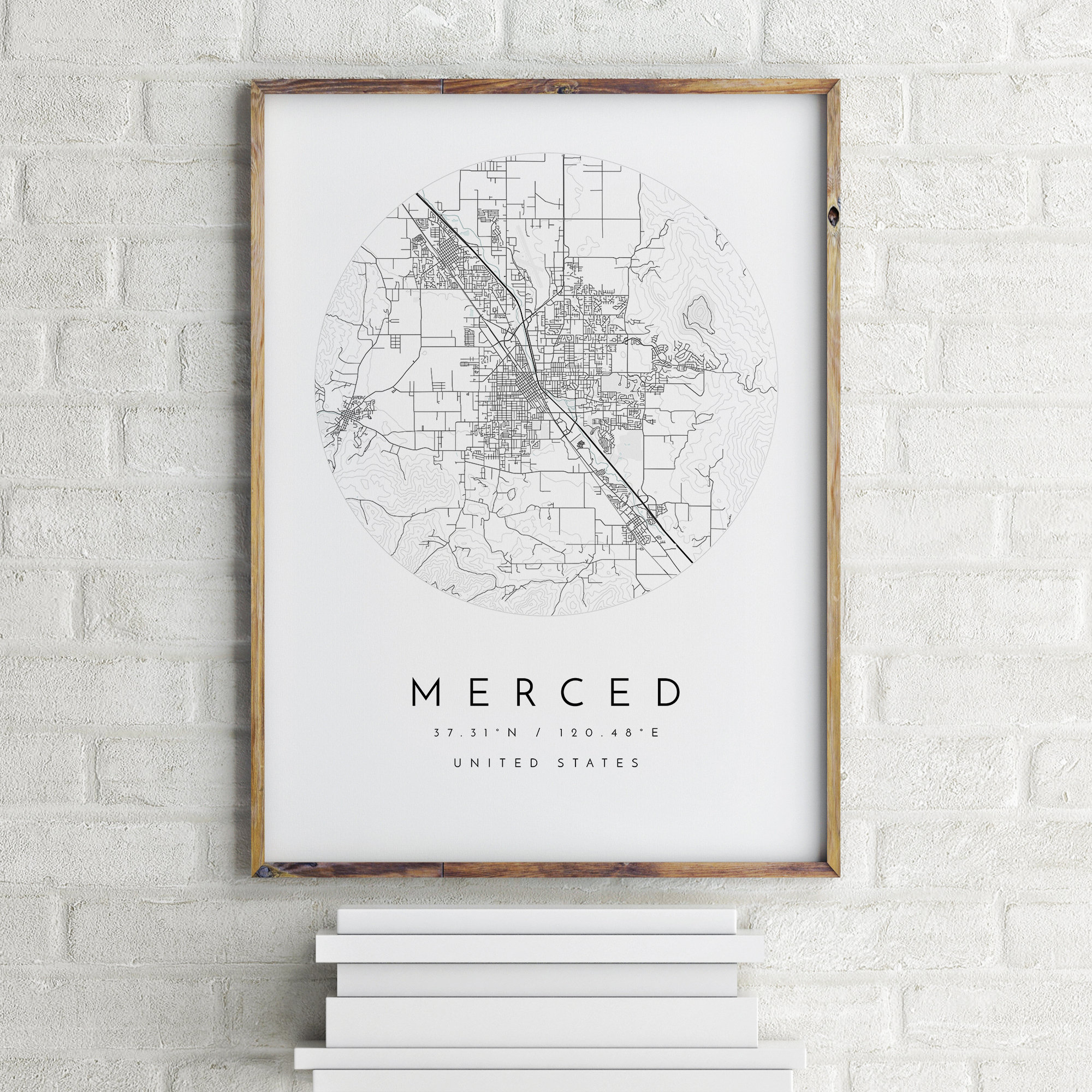 Merced Map Merced California City Map Home Town Map - Etsy