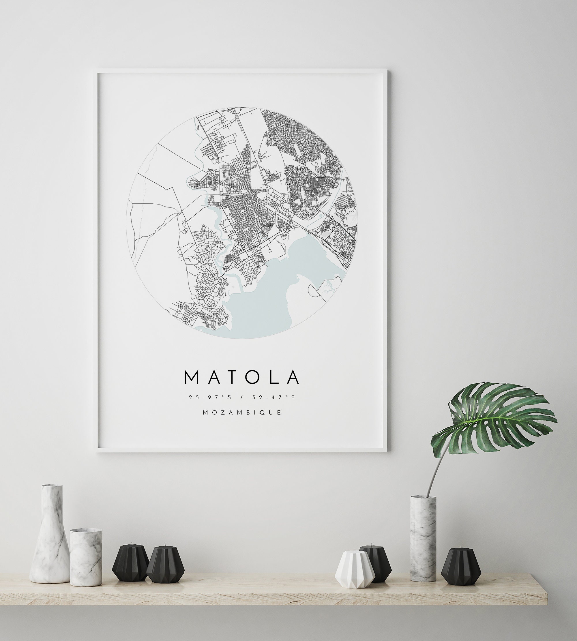 Mapa de Matola Matola Mozambique Mapa de la ciudad Mapa de - Etsy España