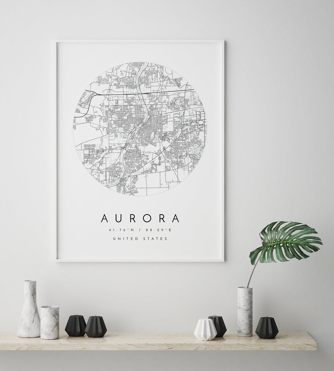 Aurora Map, Aurora, Illinois, City Map, Home Town Map, Aurora Print ...