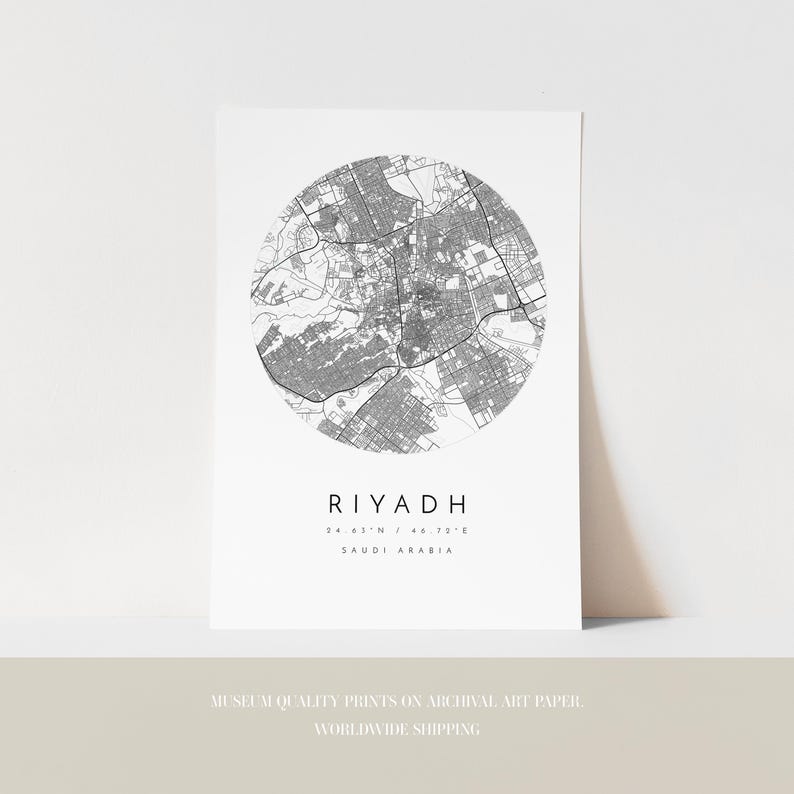 Riyadh Map, Riyadh, Saudi Arabia, City Map, Home Town Map, Riyadh Print ...