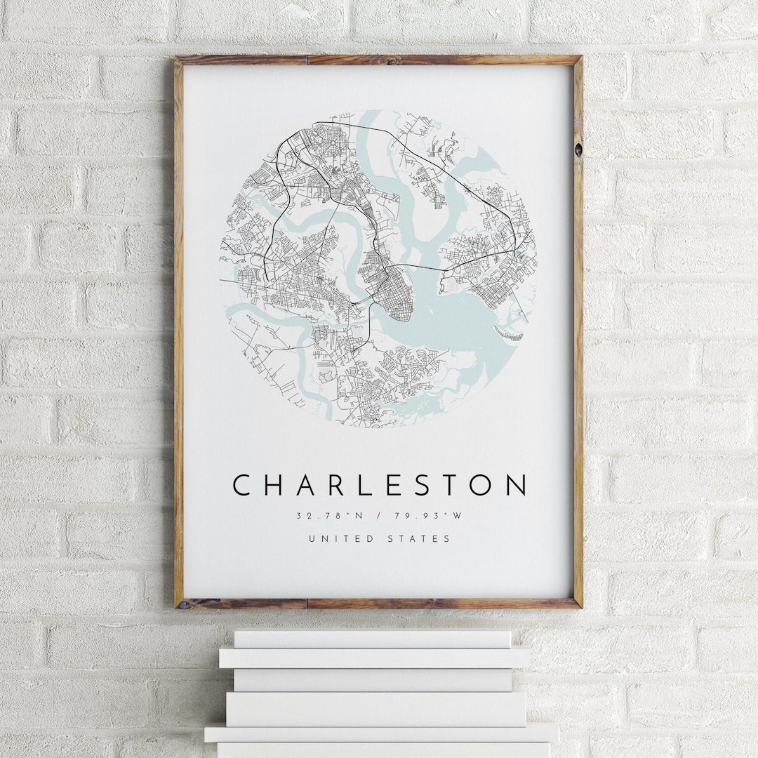 Charleston South Carolina Map, Charleston Map, Minimalist Map ...