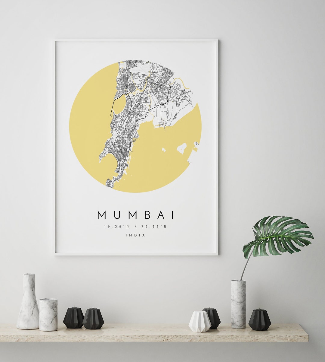 Mumbai Map, Mumbai Map Print, Mumbai Print, Minimalist Map, Home Map ...