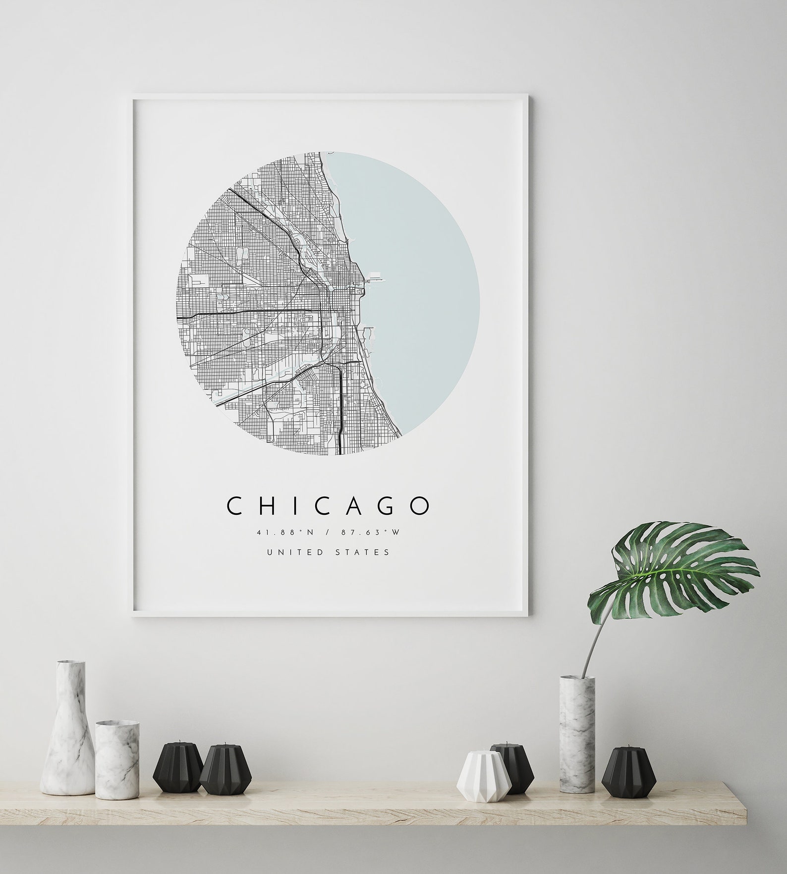 Map of Chicago City Map Chicago Map Minimalist Map Chicago - Etsy