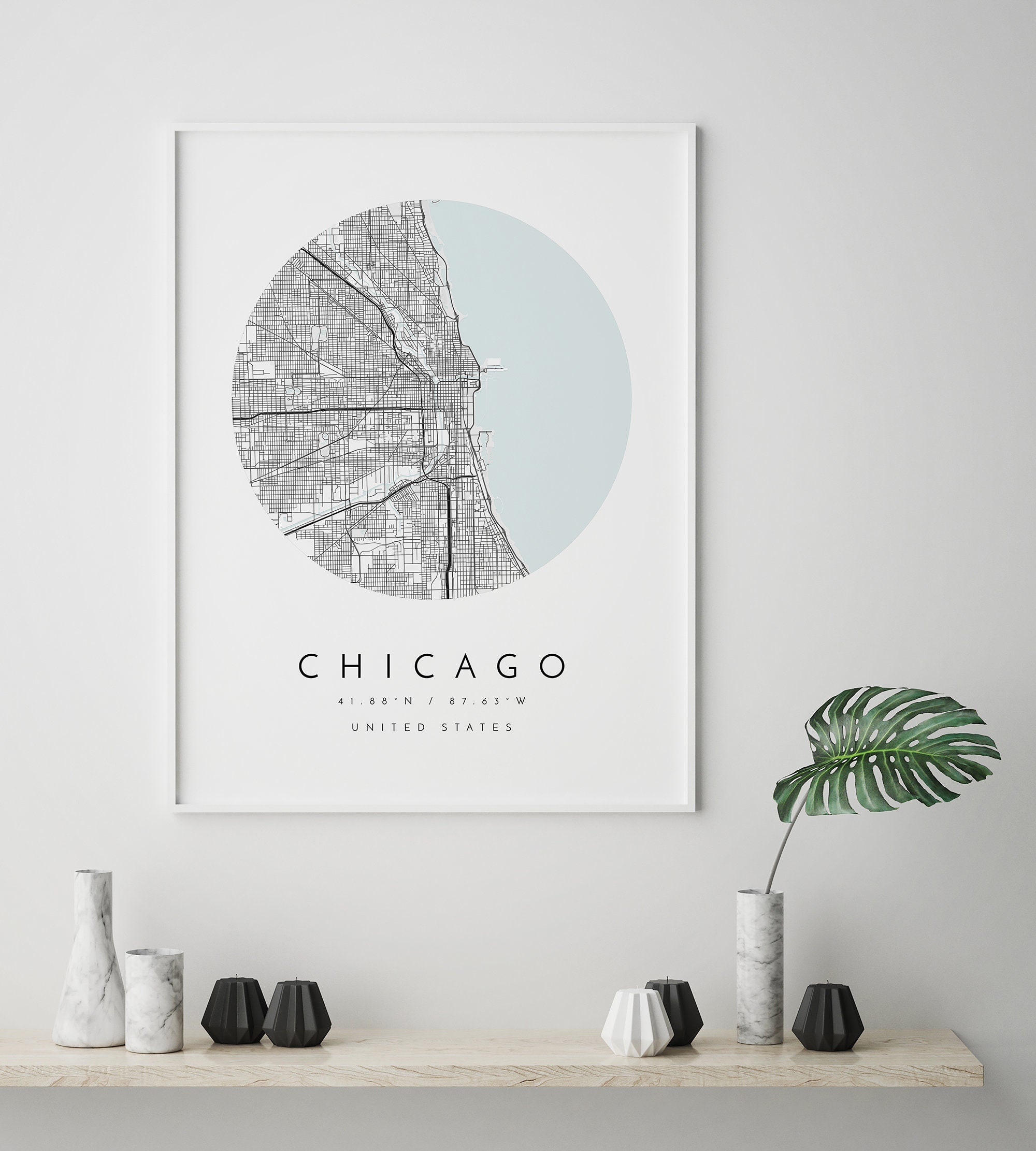 Map of Chicago City Map Chicago Map Minimalist Map Chicago - Etsy
