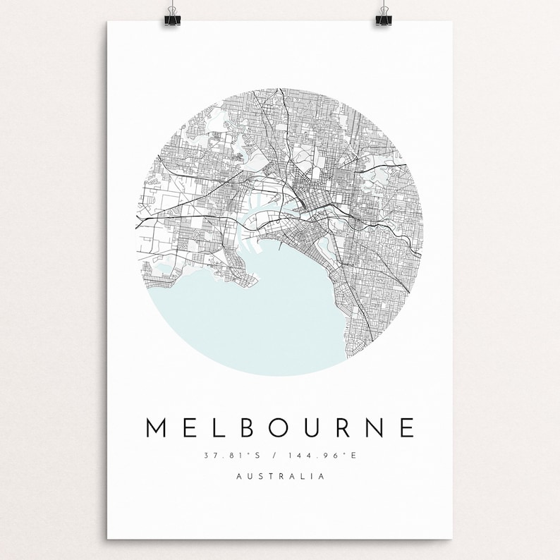 Melbourne Map Minimalist Map Melbourne Print Melbourne | Etsy