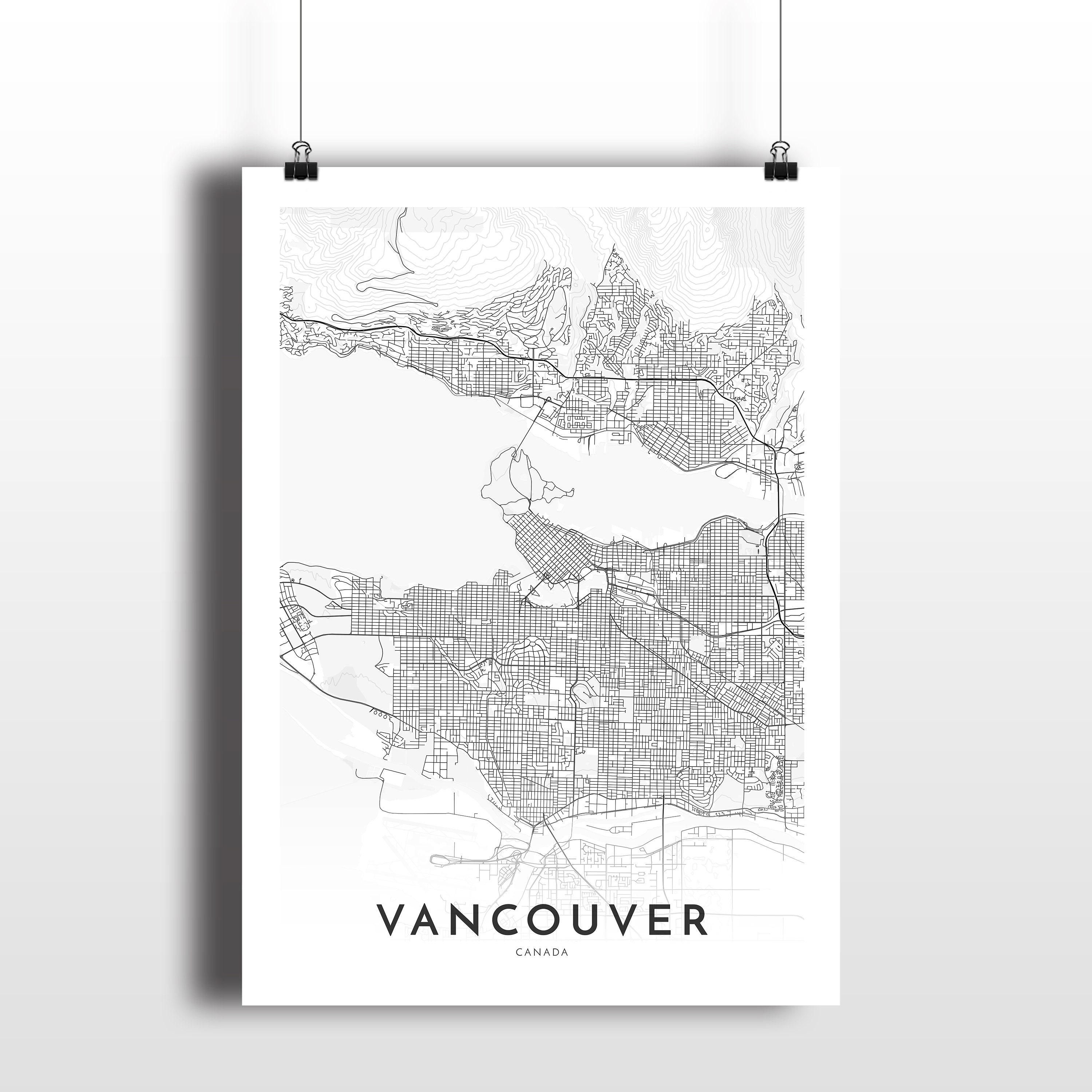 Vancouver Map Vancouver Canada City Map Print Map Poster - Etsy