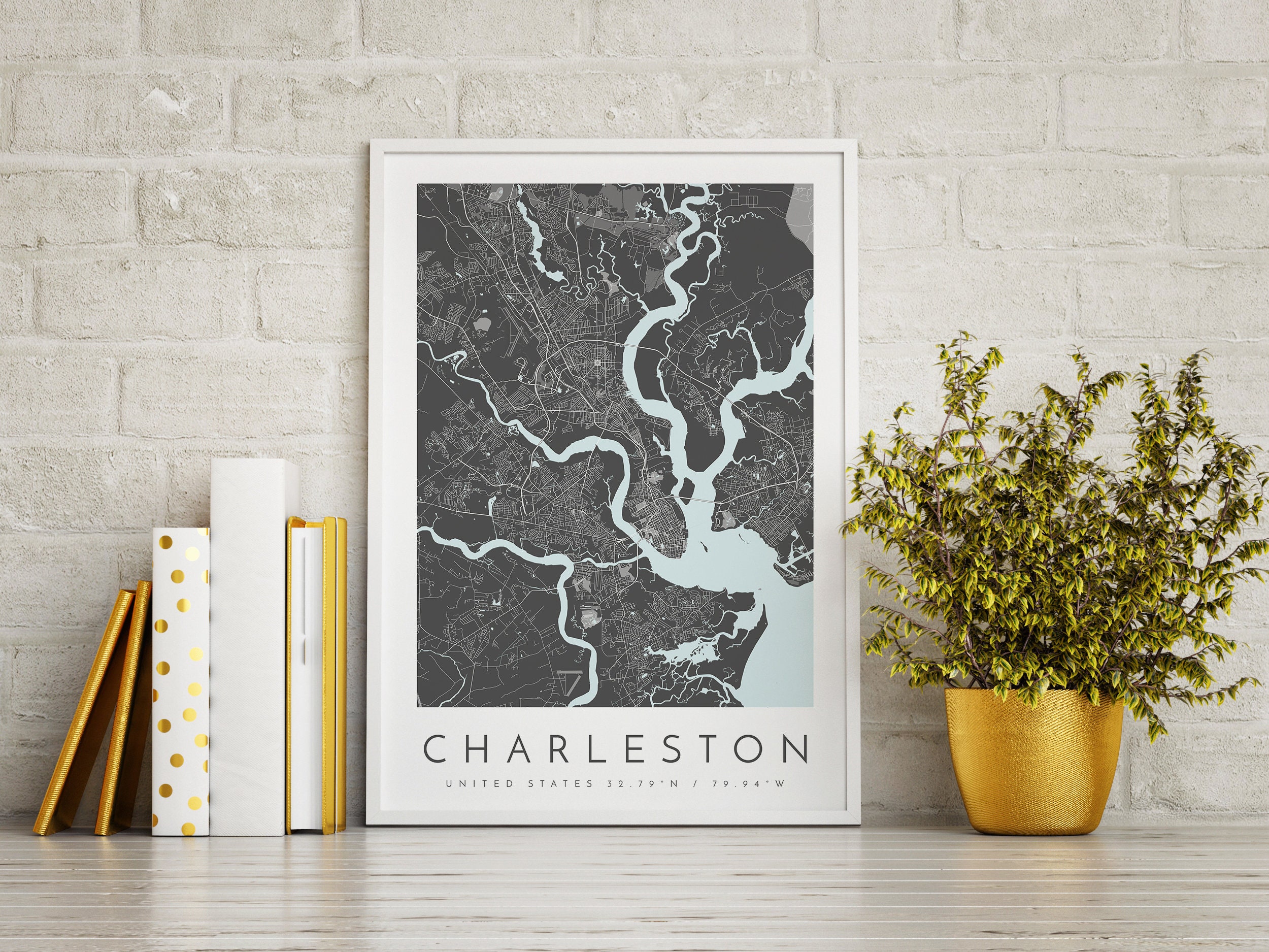 City Map Charleston Map Minimalist Map Charleston Print - Etsy
