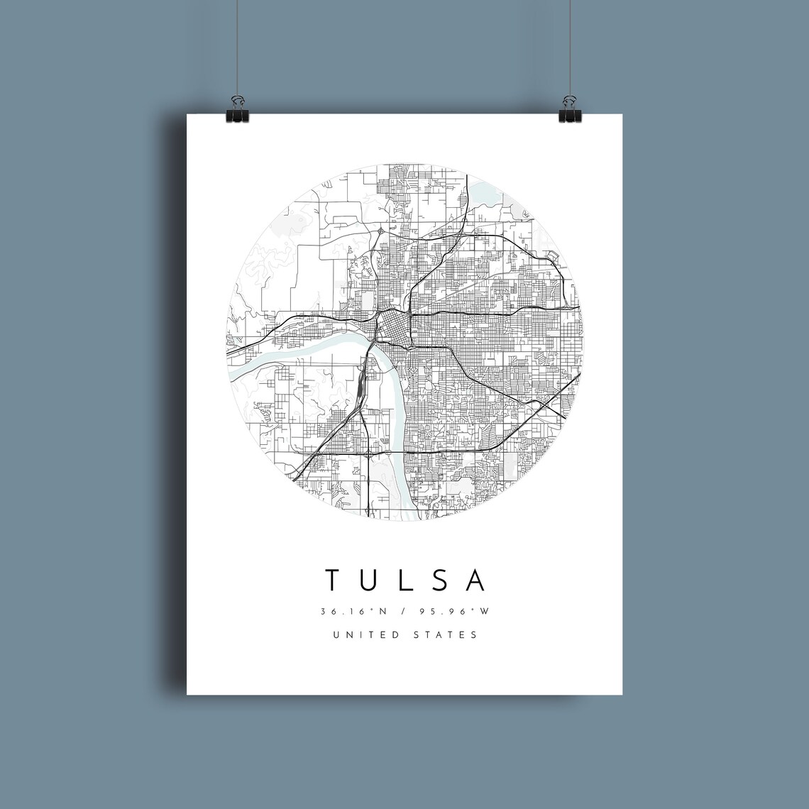 Tulsa Map, Tulsa, Oklahoma, City Map, Home Town Map, Tulsa Print, Wall ...